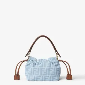 Fendi Baguette® Soft Small Light Blue Ff Denim Mini-bag